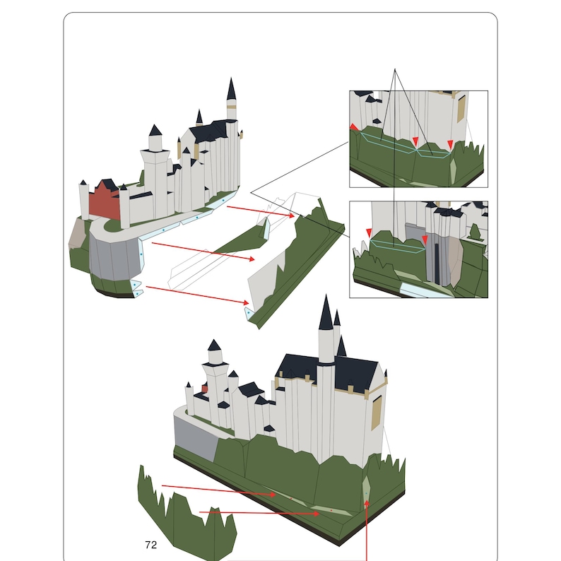 Neuschwanstein Castle Papercraft Model – Printable PDF Template | DIY ...