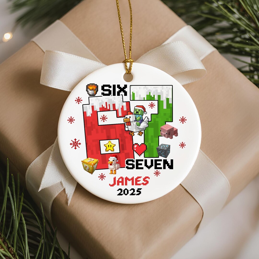 Personalized Pixel 67 Brain Rot Ornament, Funny Teen Slang Six Seven ...