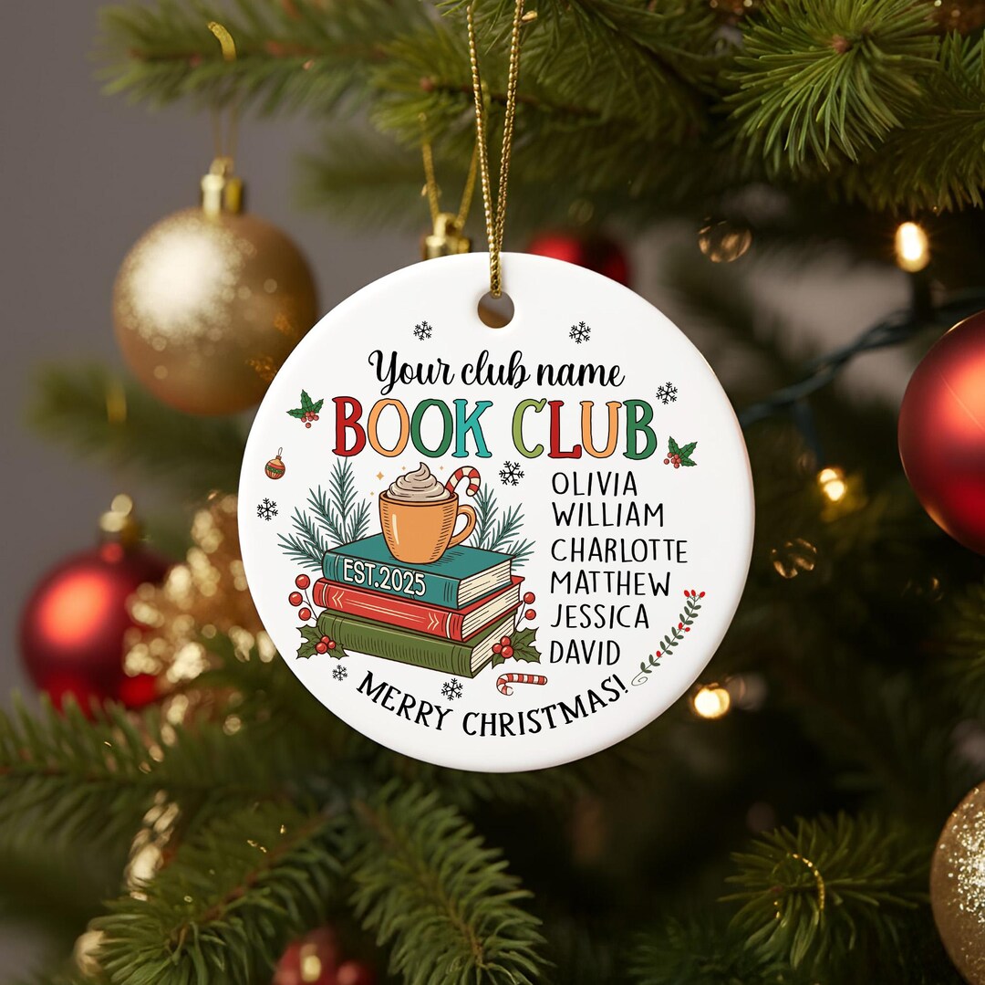 Personalized Book Club Christmas Ornament, Custom Glass Ornament - Etsy