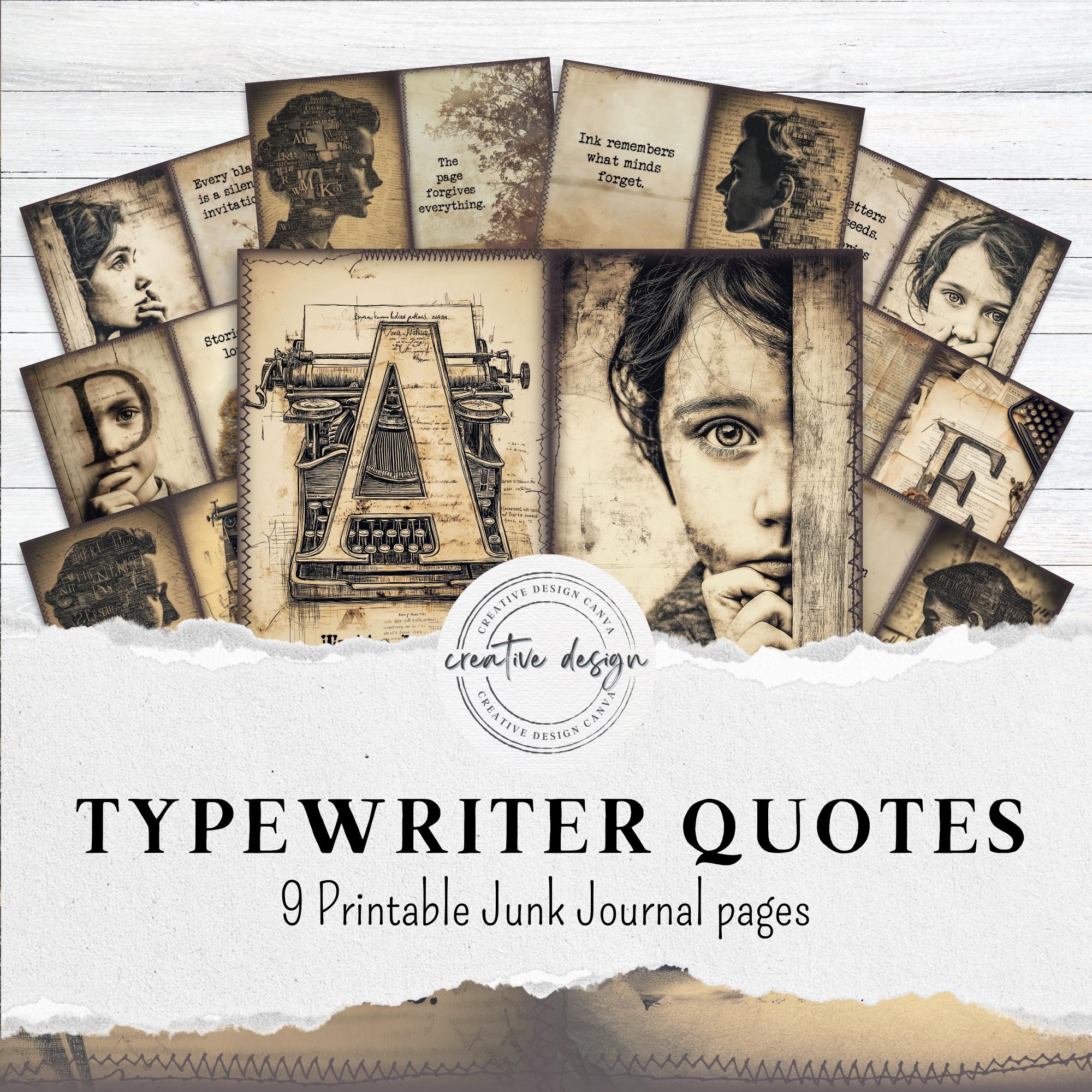 Junk Journal Ephemera Typewriter Quotes – Sepia Vintage Literary Kit ...