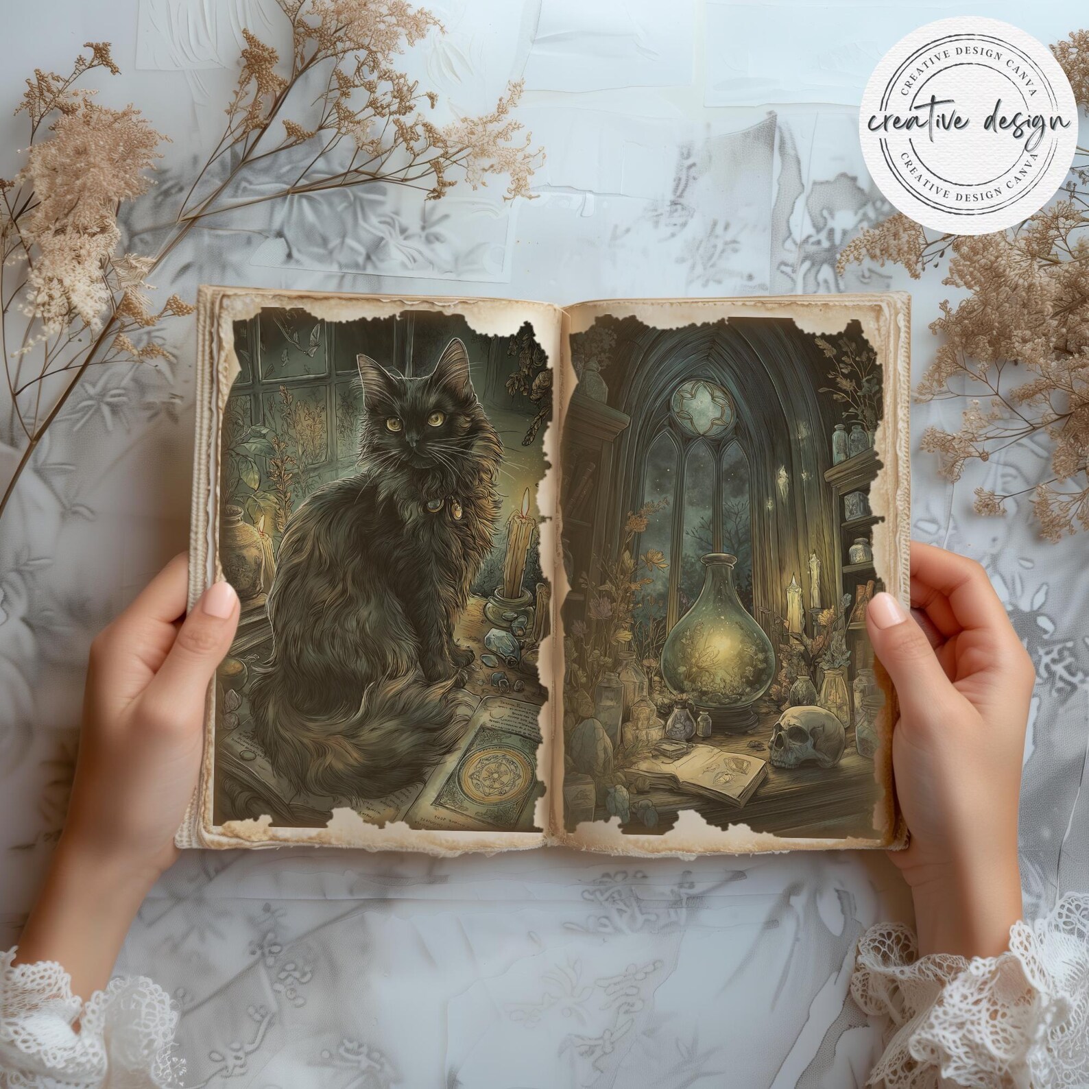 Sacred Pagan Junk Journal Kit – Printable Alchemy Pages With Witch ...