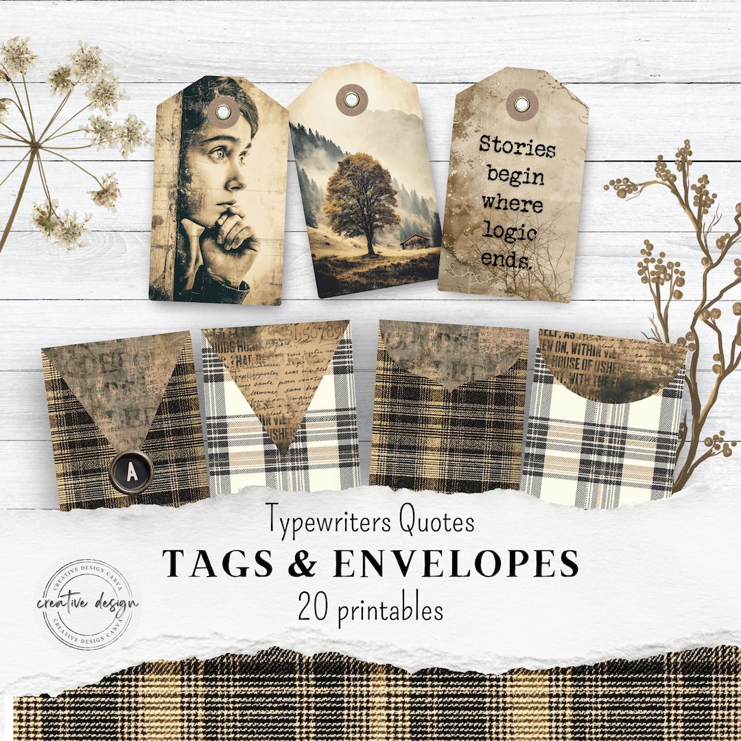 Junk Journal Ephemera Typewriter Quotes – Printable Tags and Mini ...