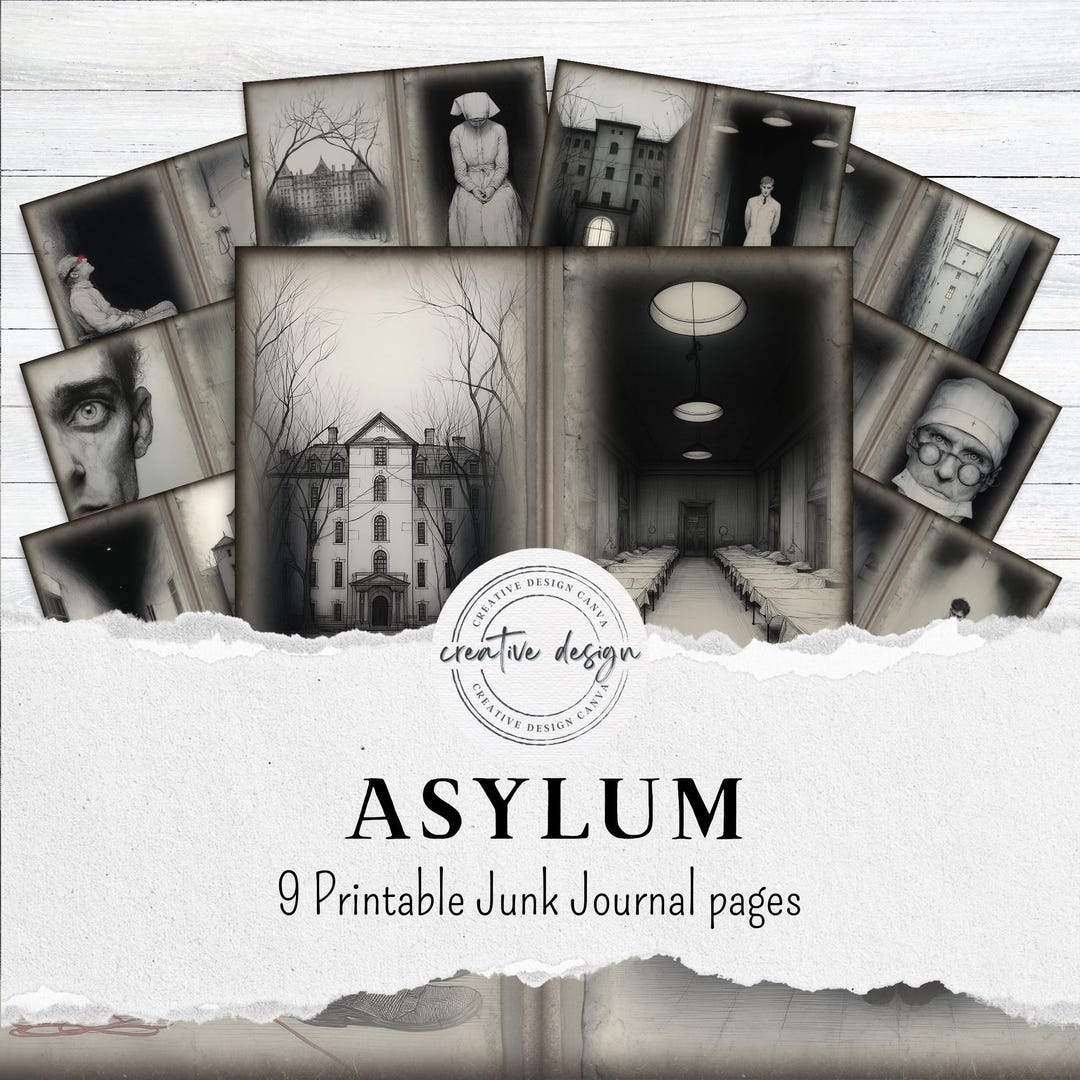 Asylum Junk Journal Pages, Vintage Dark Ephemera, Creepy Gothic ...