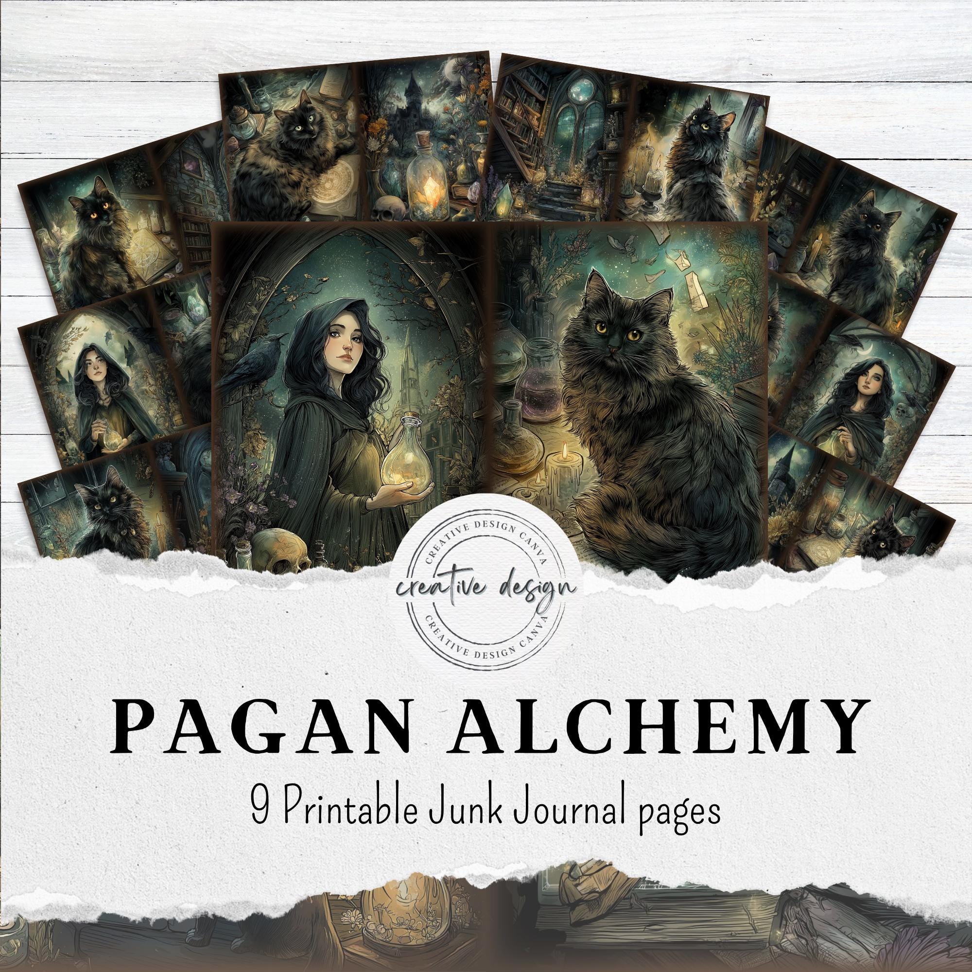 Sacred Pagan Junk Journal Kit – Printable Alchemy Pages With Witch ...