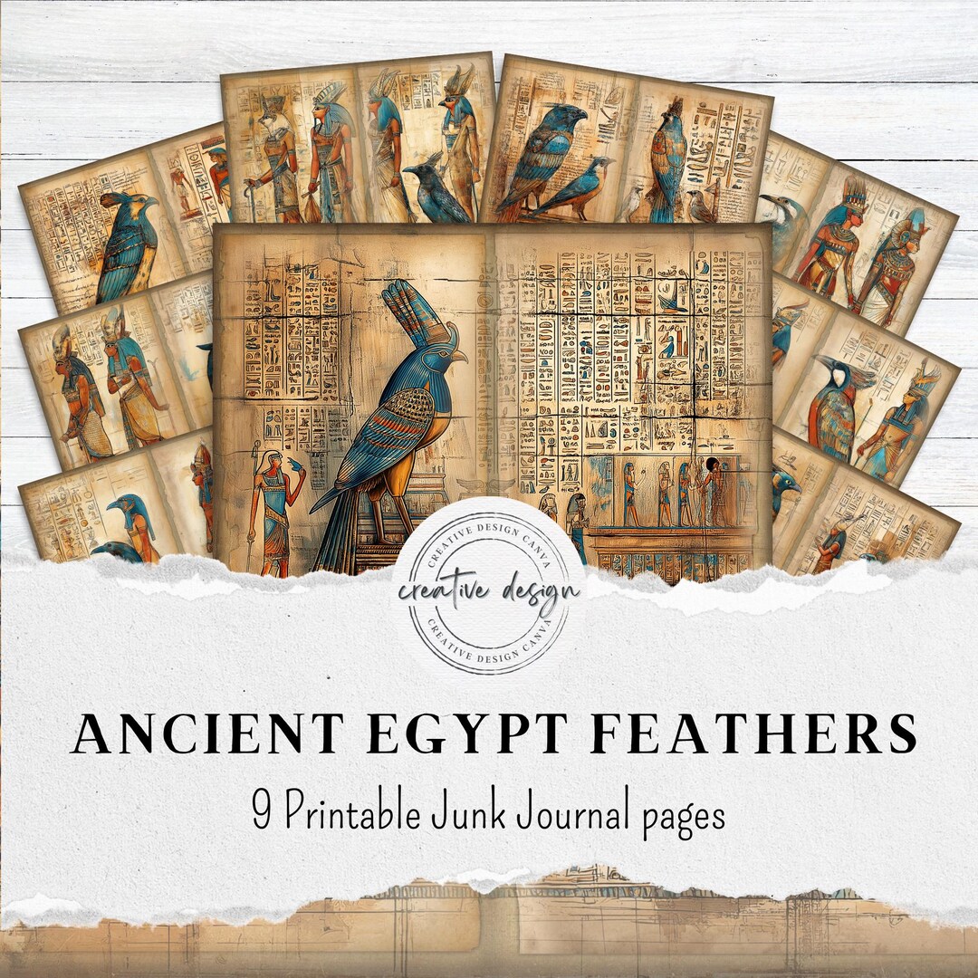 Egypt Junk Journal Printable Kit, Ancient Bird & Hieroglyph, Vintage ...