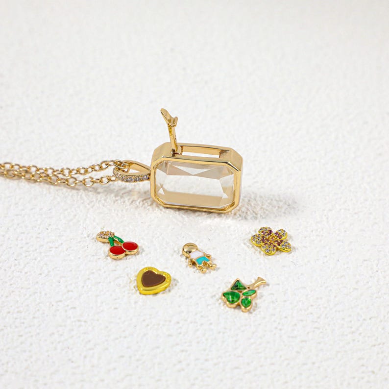 Clear Glass Floating Locket,diy Accessories Memory Box,gold Vintage ...