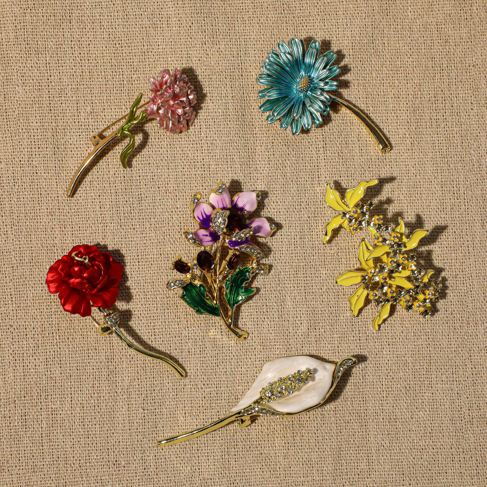 Personalized Birth Flower Brooch, Vintage Enamel Brooch, Flower Brooch ...