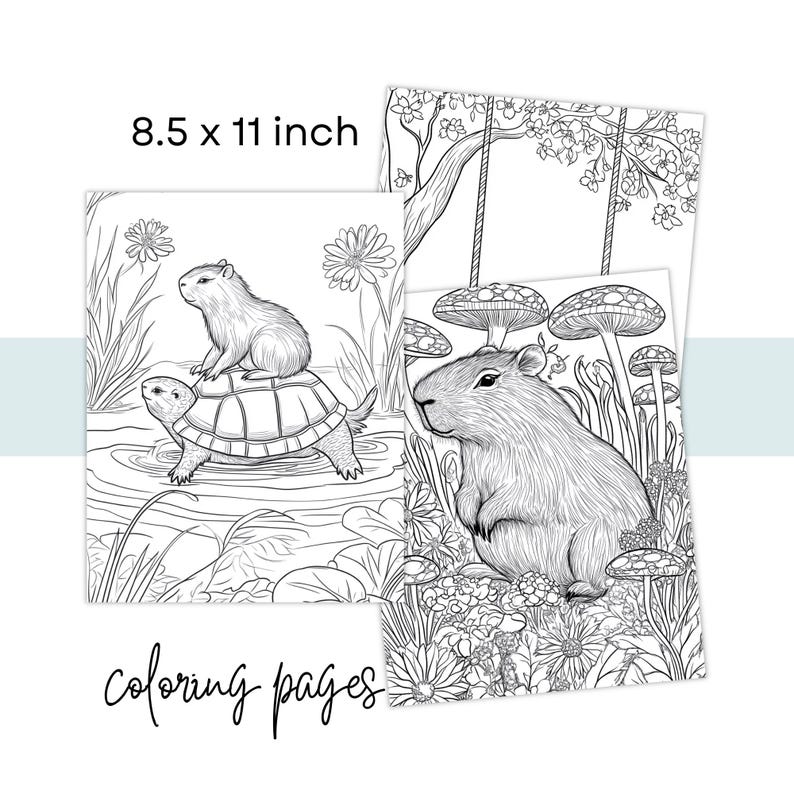 Capybara World Coloring Pages - Adult and Kids Coloring Book, Capybara ...