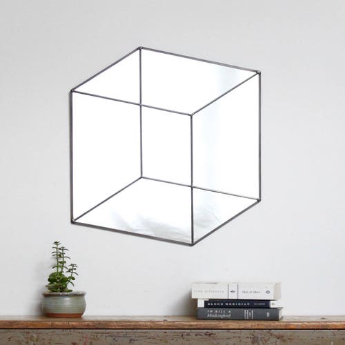 Cube Wall Mirror Square 3 Dimensional Geometric Handmade Wall - Etsy