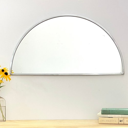Half Circle Mirror Silver Border Handmade Wall Mirror Round - Etsy