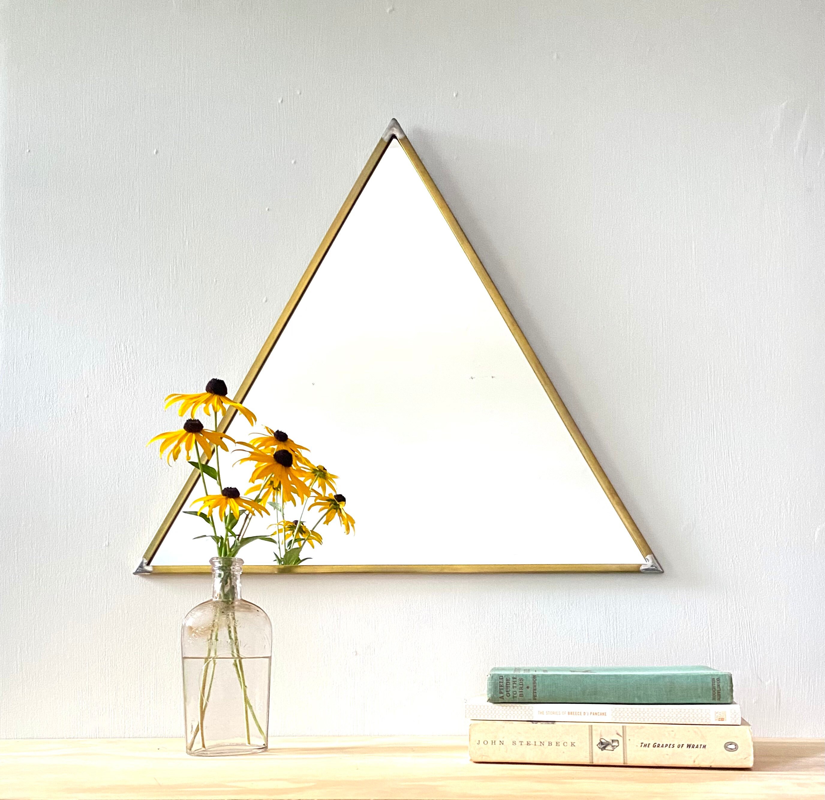 Triangle Wall Mirror Brass Border Frame Geometric / Large | Etsy