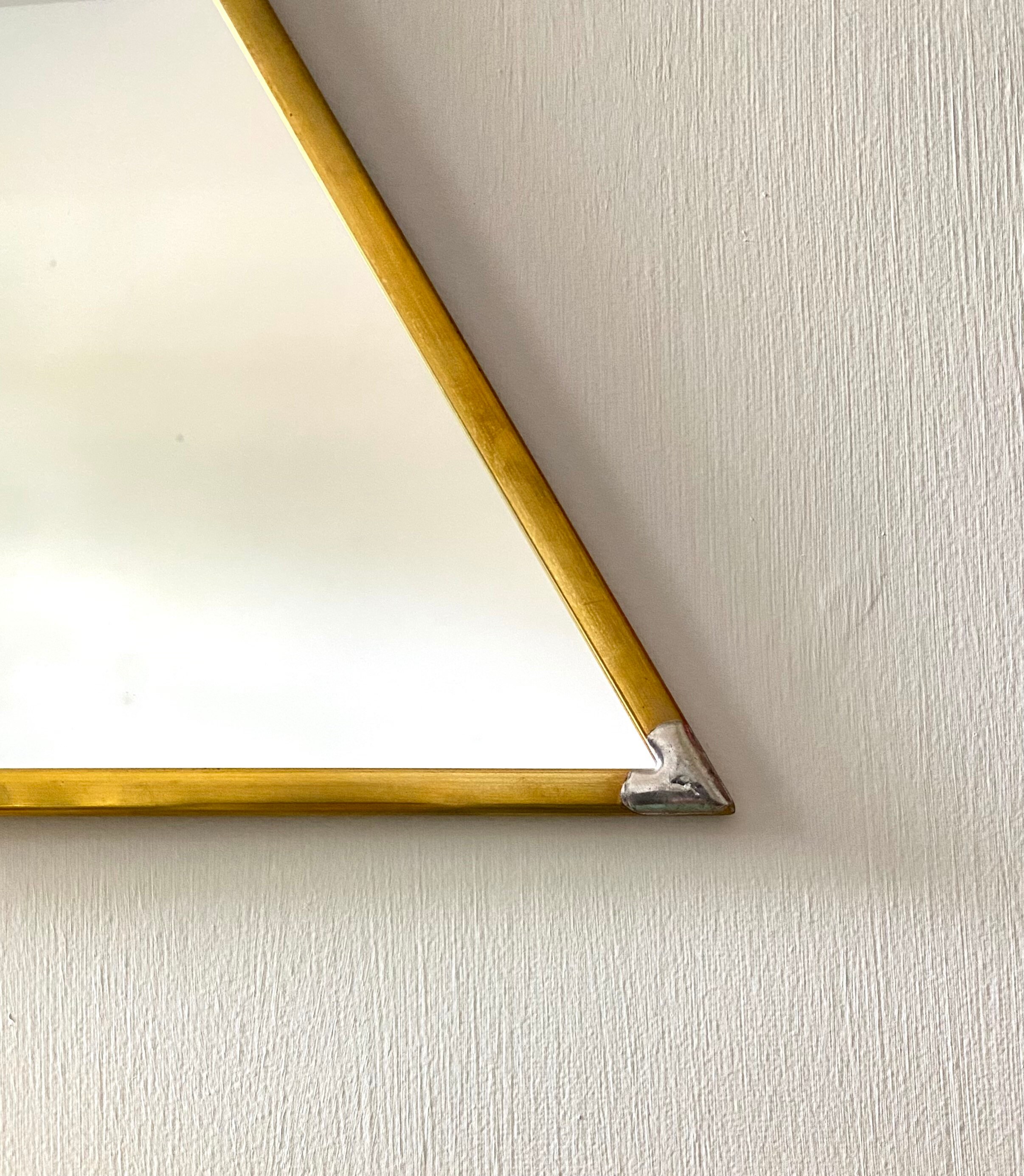 Triangle Wall Mirror Brass Border Frame Geometric / Large | Etsy