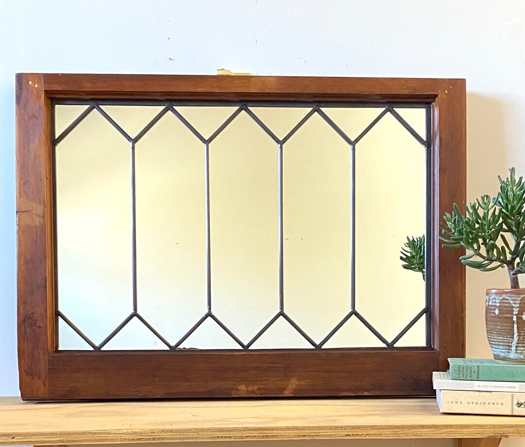 Handmade Craftsman Style Diamond Shaped Leaded Wall Mirror Reclaimed ...