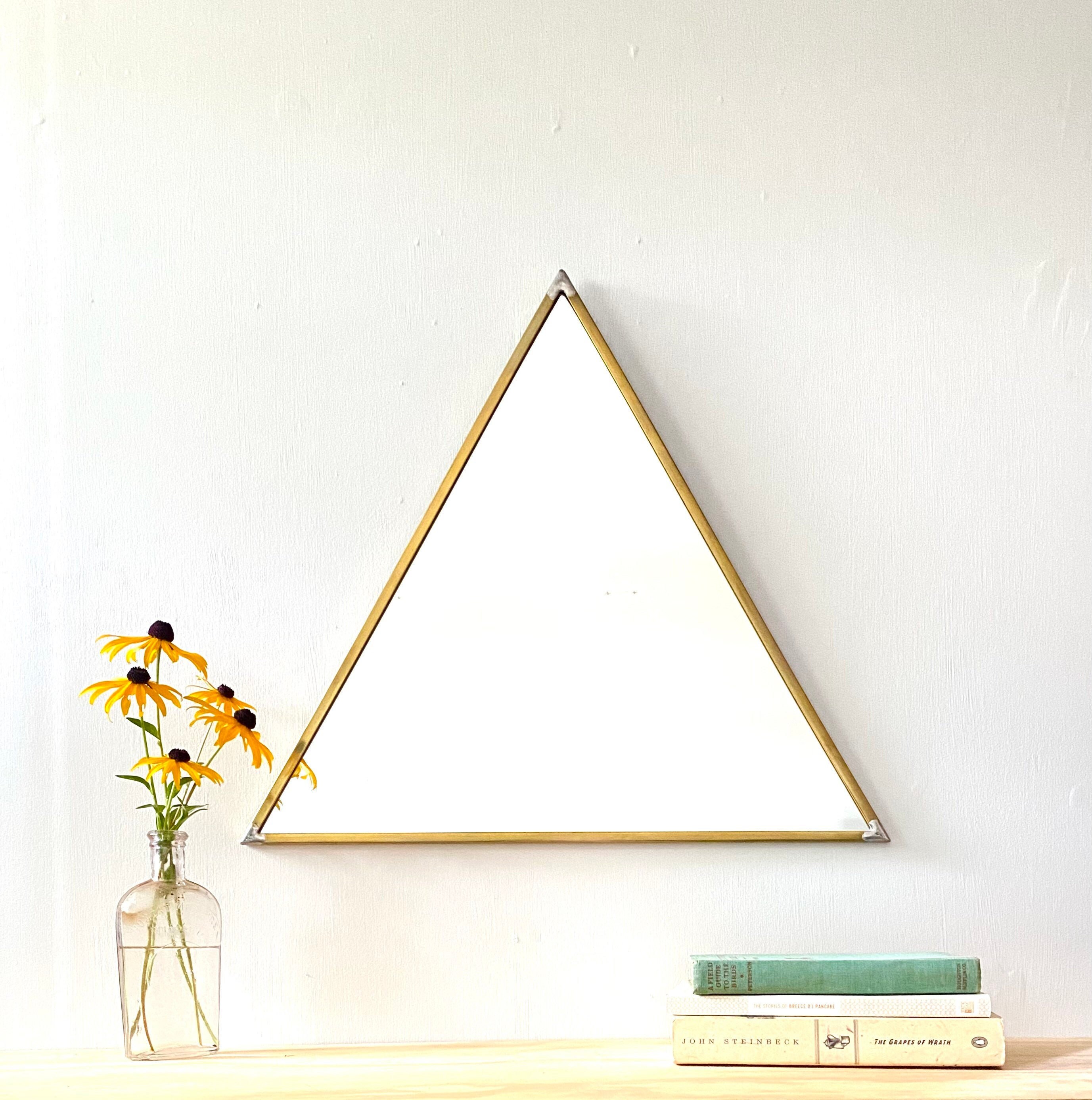 Triangle Wall Mirror Brass Border Frame Geometric / Large | Etsy