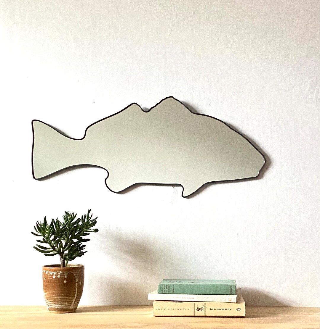 Redfish Mirror / Handmade Wall Mirror Art Shape Outline Beach Decor Red ...