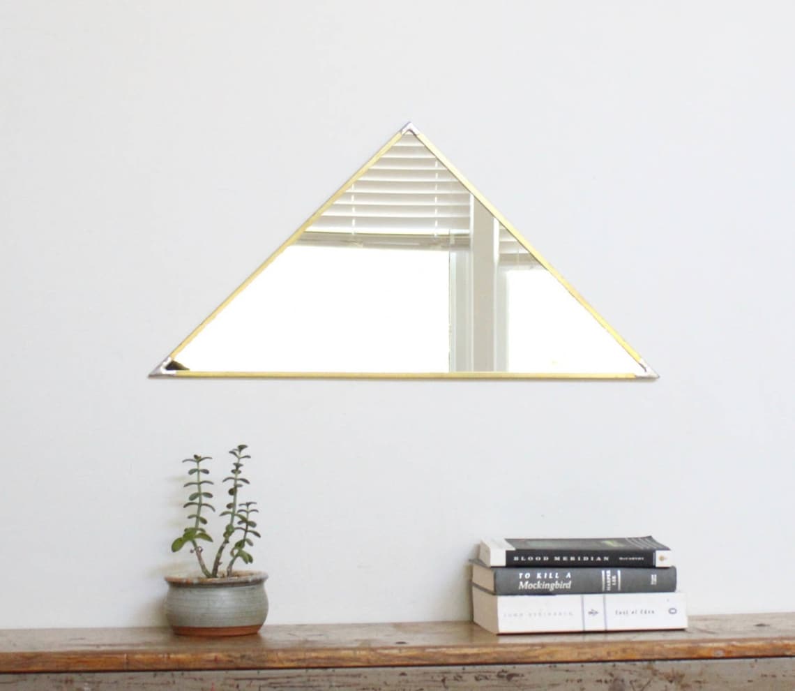 Triangle Mirror Brass Frame Handmade Wall Mirror Modern Wall | Etsy