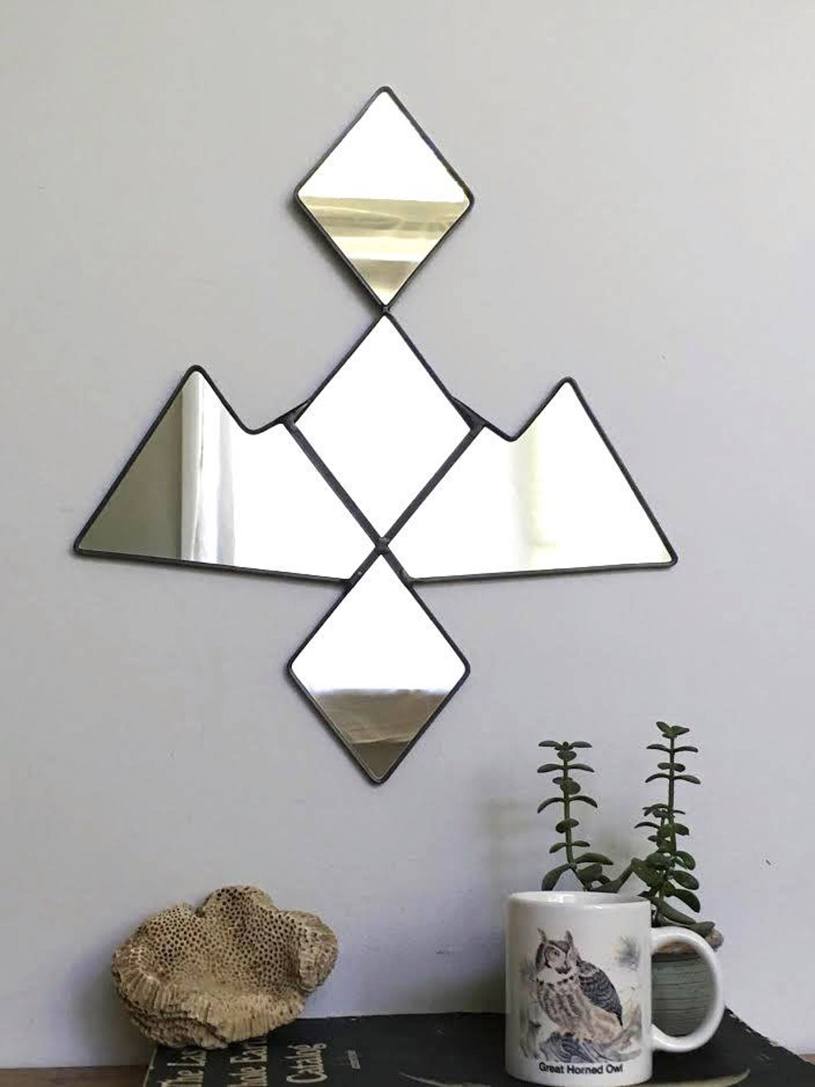 Owl Cave Wall Mirror Geometric / Handmade Wall Mirror Diamond - Etsy