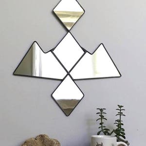 Owl Cave Wall Mirror Geometric / Handmade Wall Mirror Diamond Mountain ...