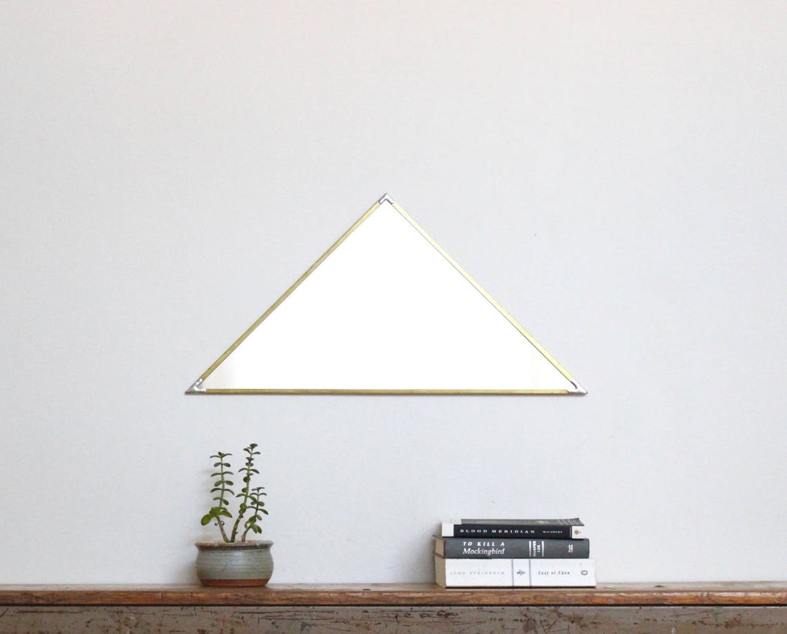 Triangle Mirror Brass Frame Handmade Wall Mirror Modern Wall | Etsy