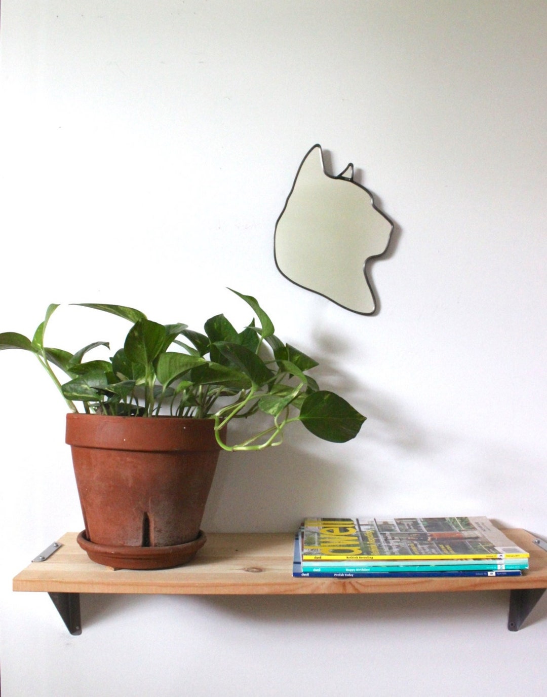Cat Mirror / Handmade Wall Mirror Art Cat Shape Cat Outline Silhouette ...