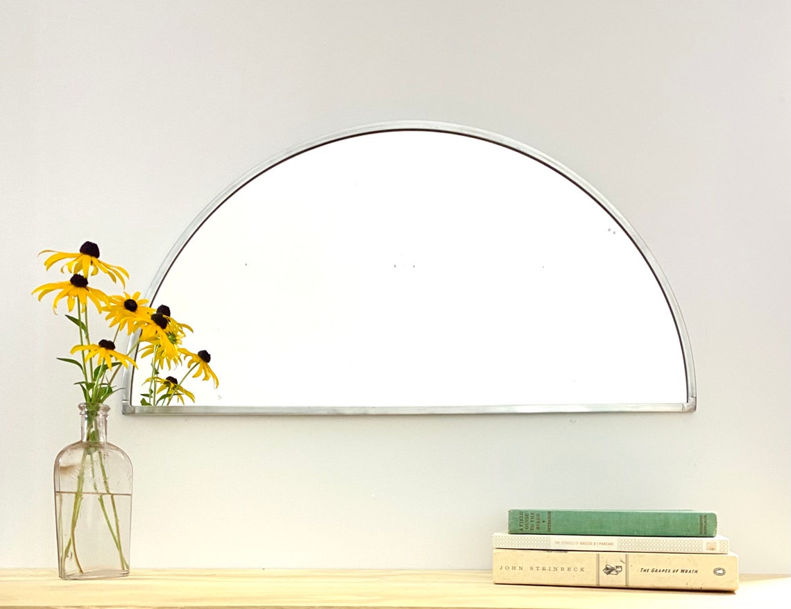 Half Circle Mirror Silver Border Handmade Wall Mirror Round Mirror Oval ...