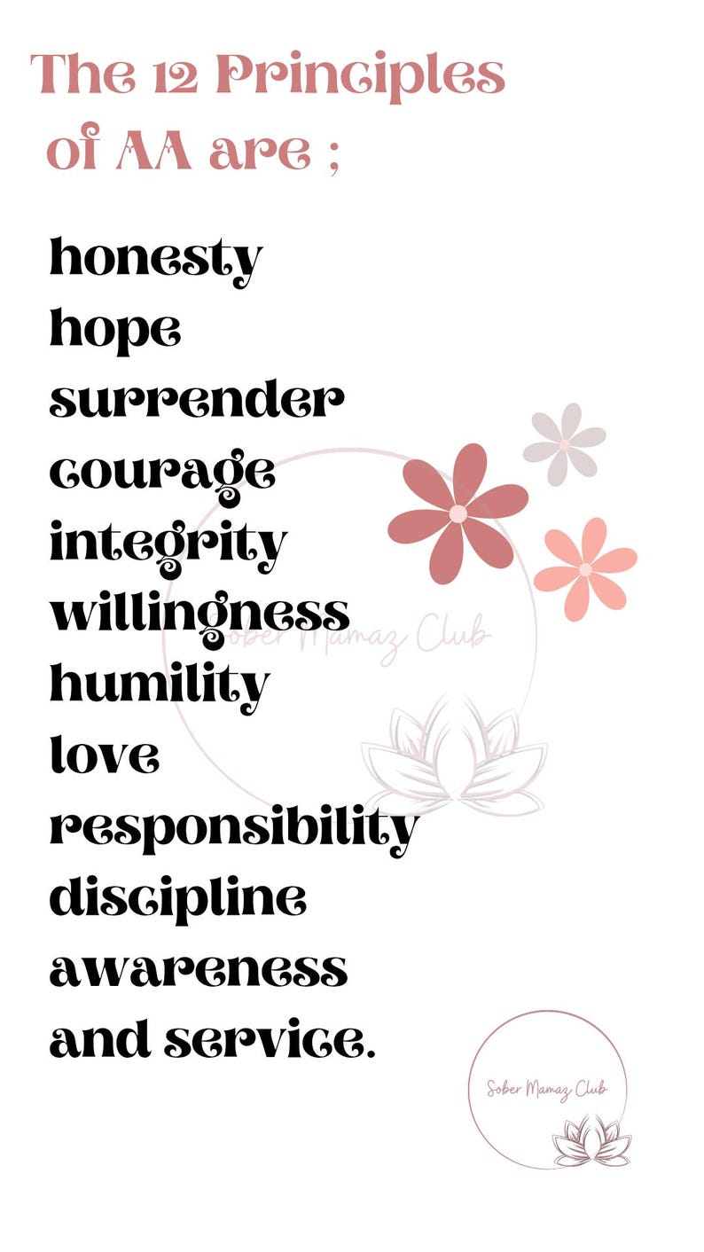 12 Spiritual Principles of AA - Printable PDF for Recovery & Reflection ...