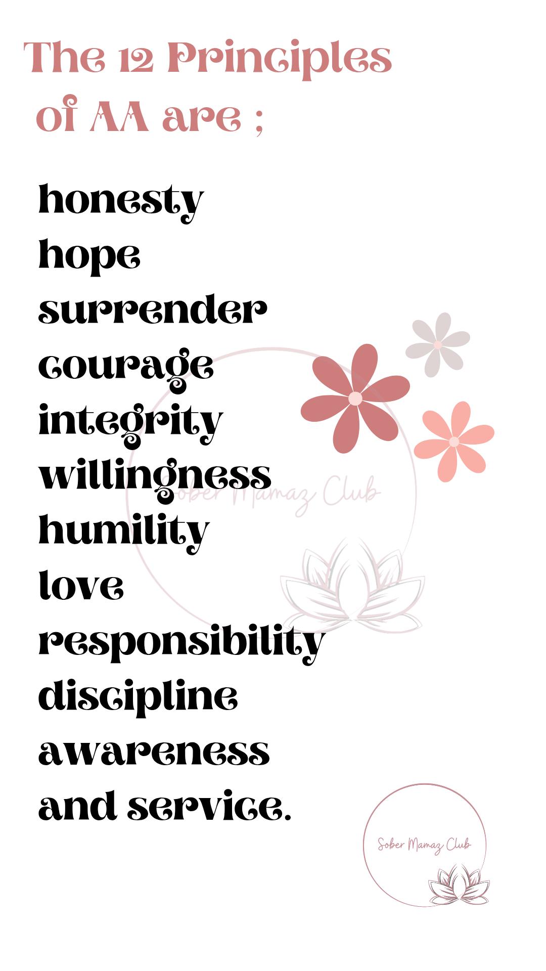 12 Spiritual Principles of AA - Printable PDF for Recovery & Reflection ...
