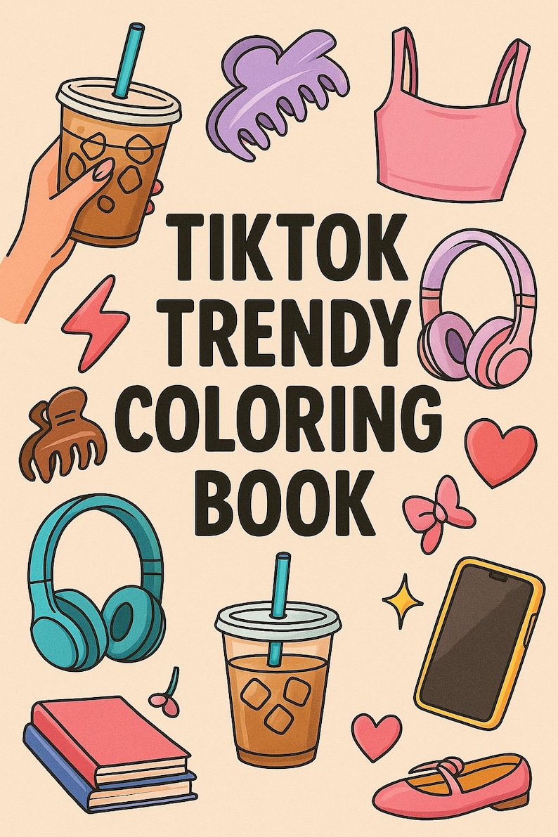 Tiktok Trendy Coloring Book – Aesthetic-inspired Digital Download - Etsy