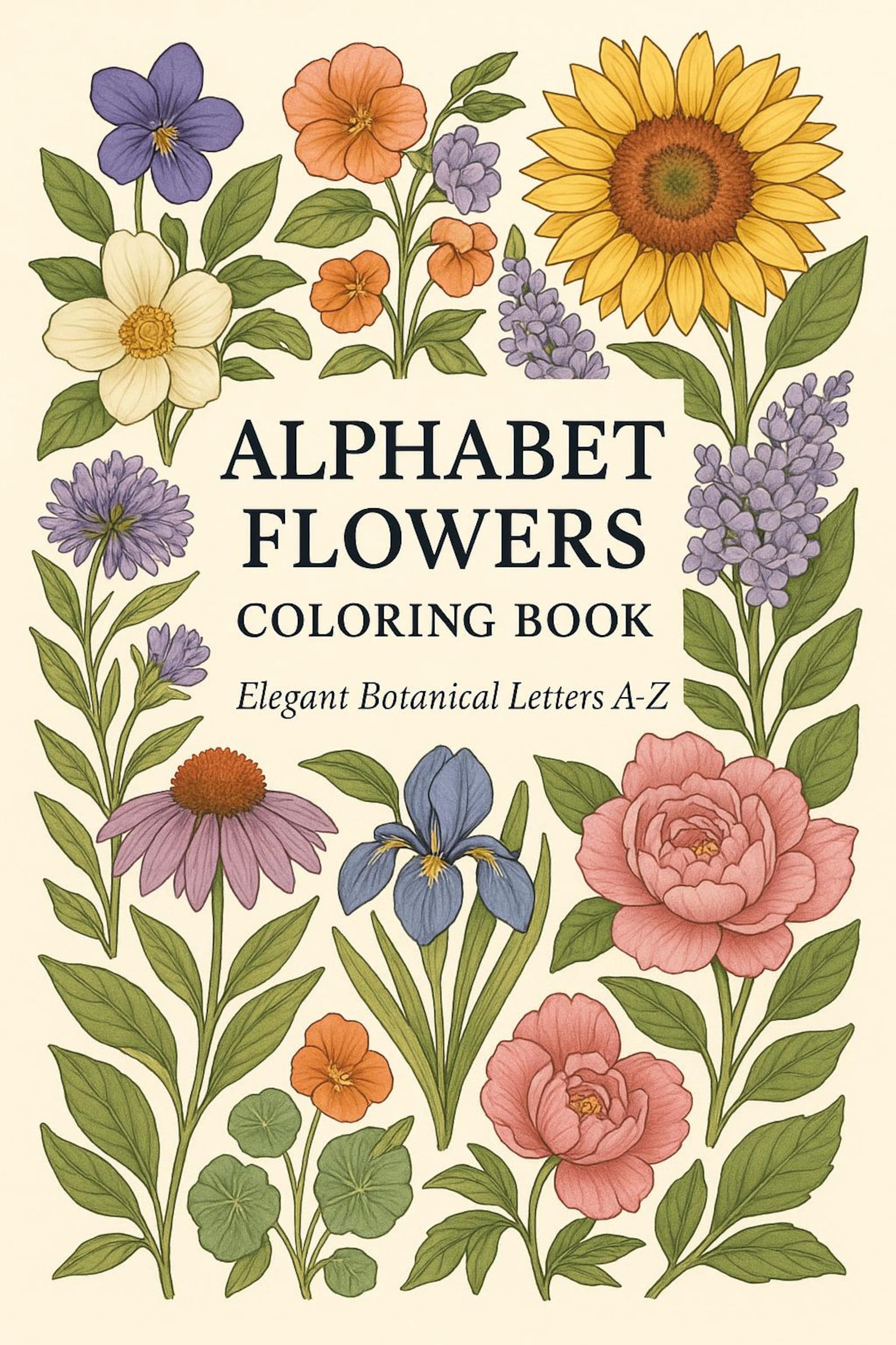 Alphabet Flowers Coloring Book – Elegant Botanical Letters A–Z ...