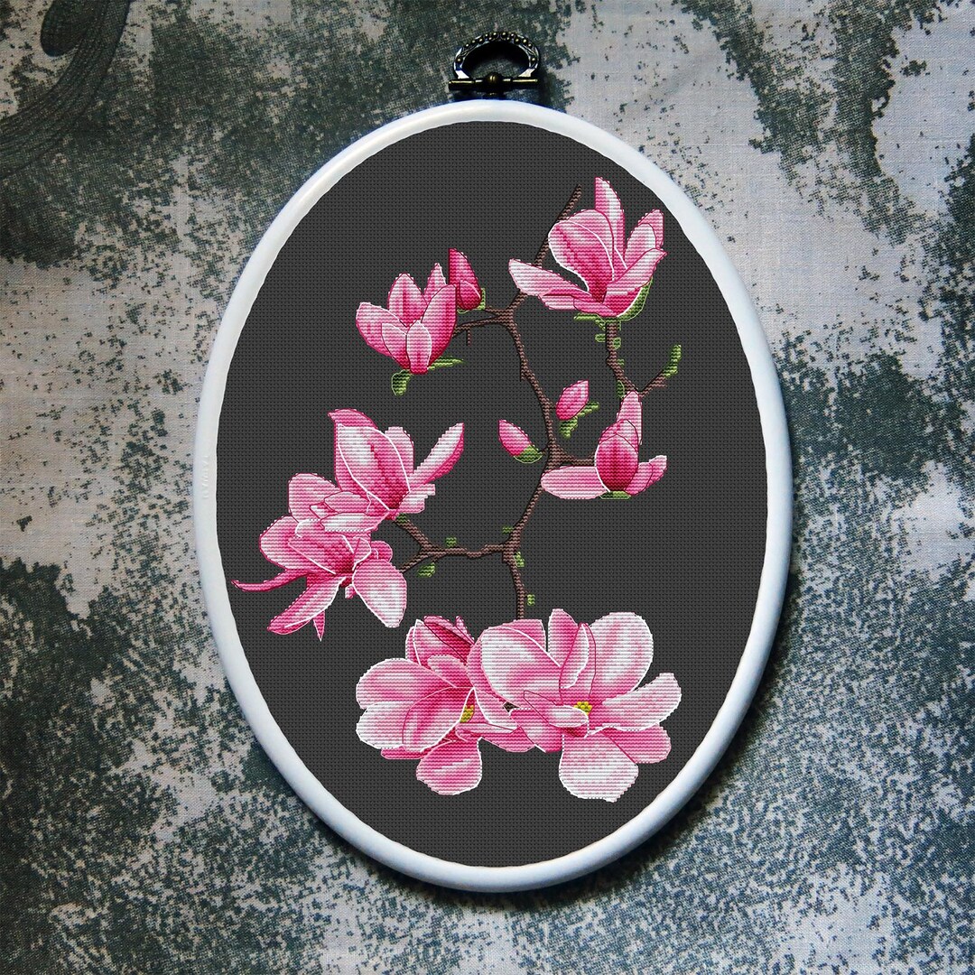 Cross Stitch Pattern Flowers Magnolia Download PDF - Etsy