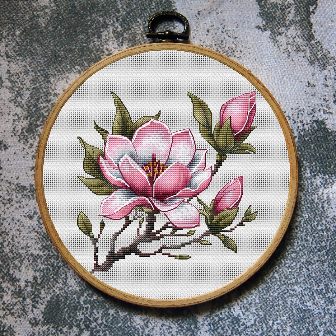 Cross Stitch Pattern Flowers Magnolia Download PDF - Etsy