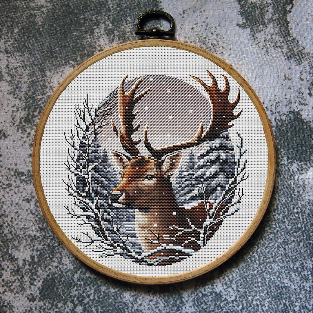 Fallow Deer Cross Stitch Pattern Winter Animals Download PDF - Etsy