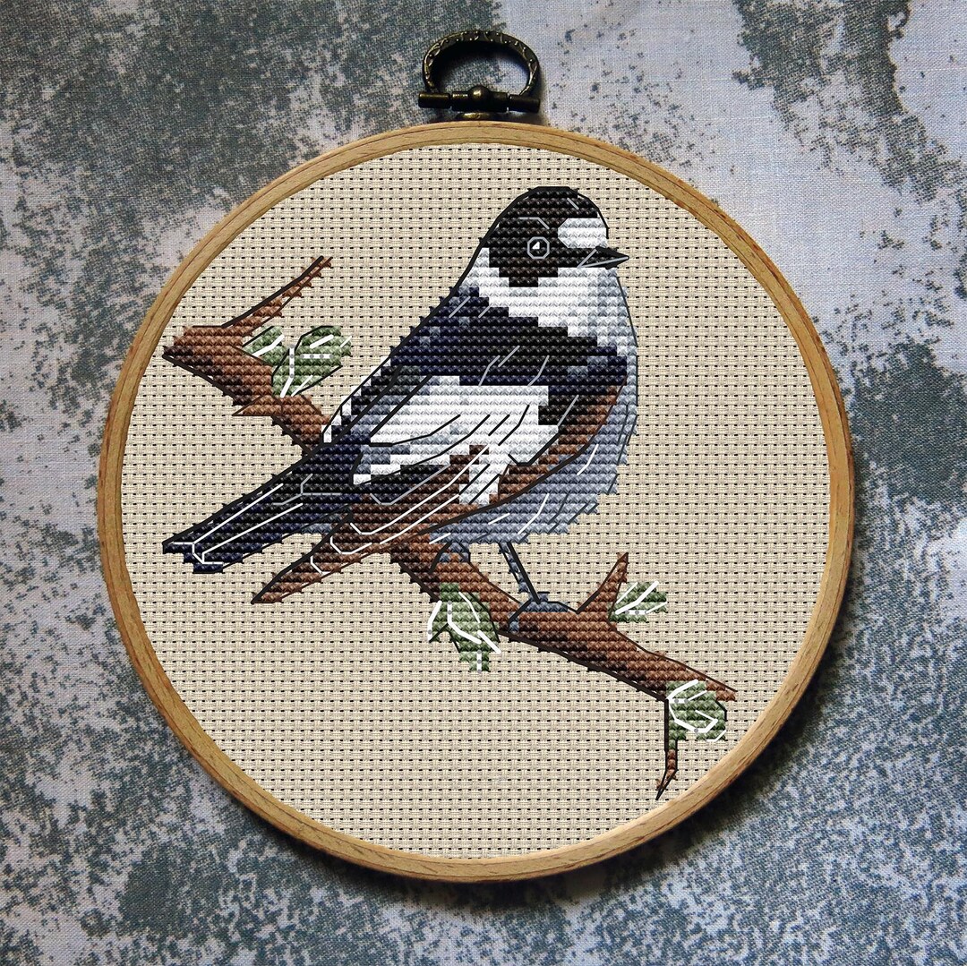 Collared Flycatcher Bird Cross Stitch Pattern Spring Download PDF - Etsy