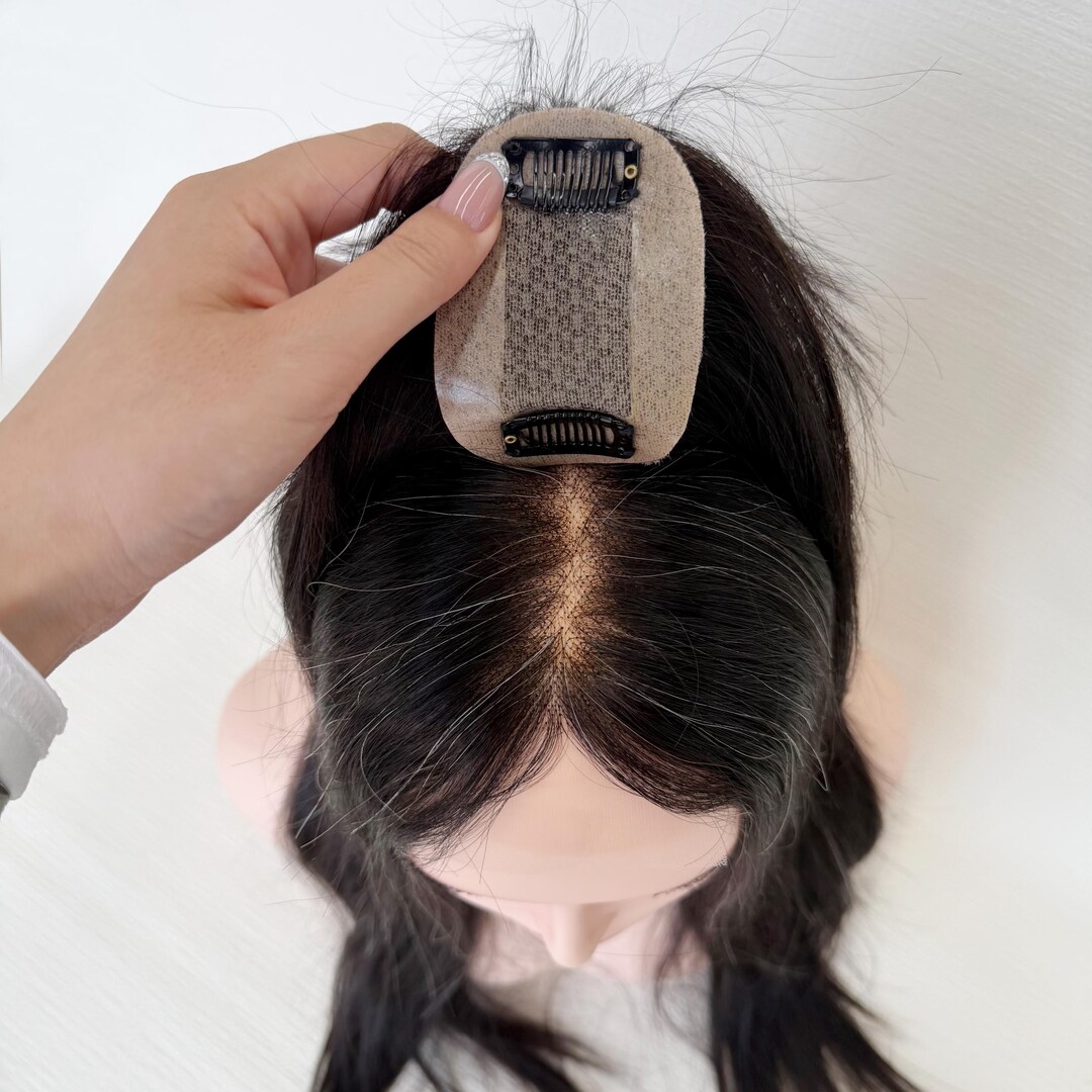PU Edge Silk Base Human Hair Topper, for Wide Hair Part & Scattered ...