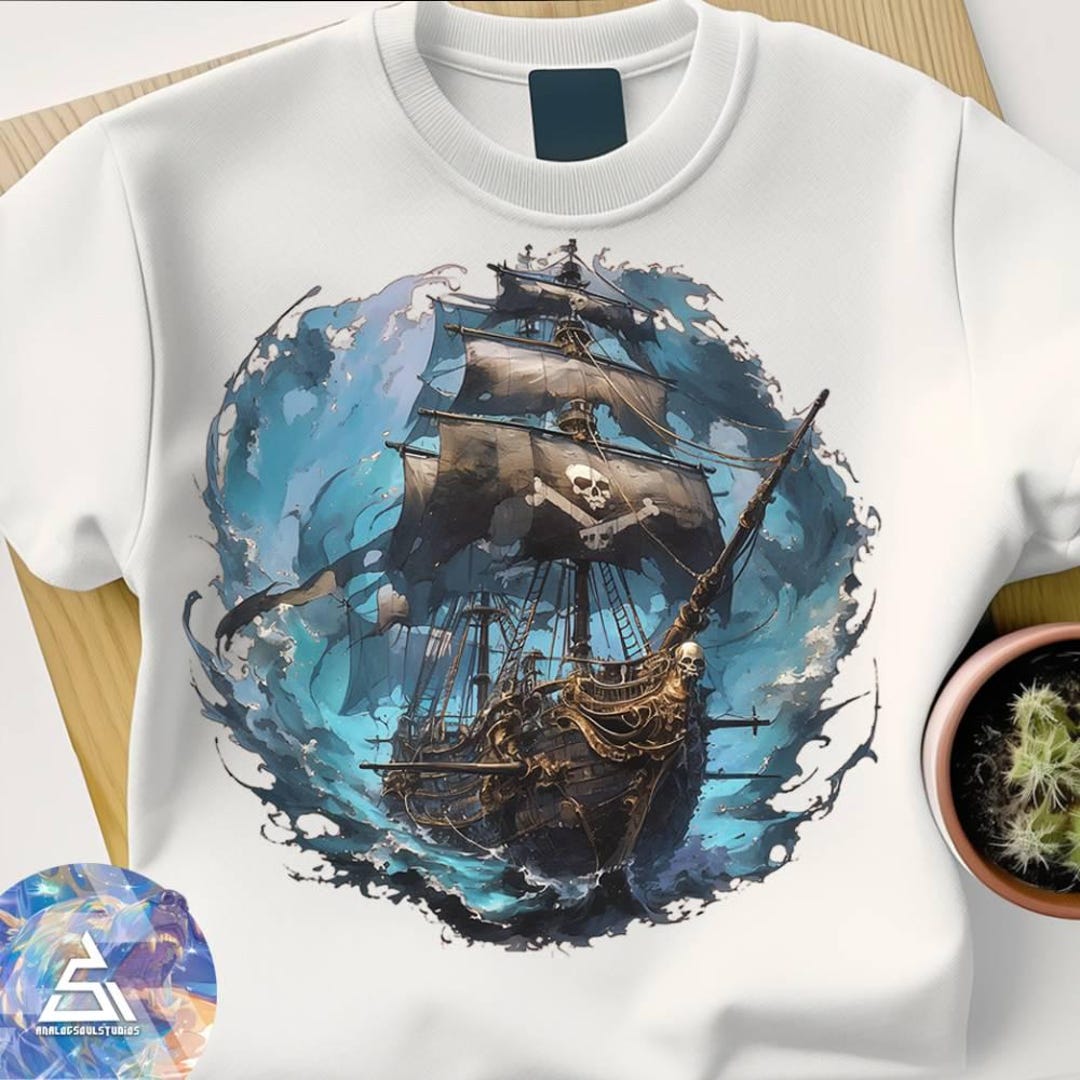 Ghost Ship T-shirt Design | Blue Ghost Ship T-shirt Design | Cool T ...