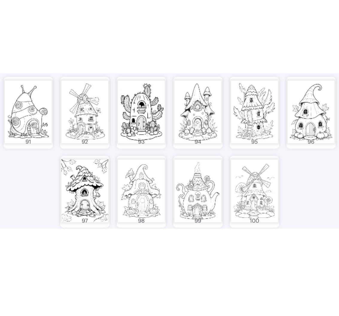 100 Whimsical Houses Coloring Pages | Fairy & Mushroom Houses (PDF ...