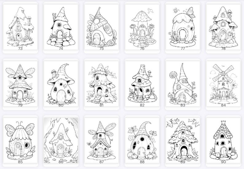 100 Whimsical Houses Coloring Pages | Fairy & Mushroom Houses (PDF ...