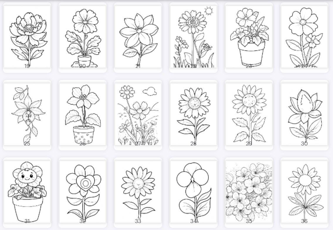 100 Flower Coloring Pages - Beautiful and Creative Activity - Printable ...