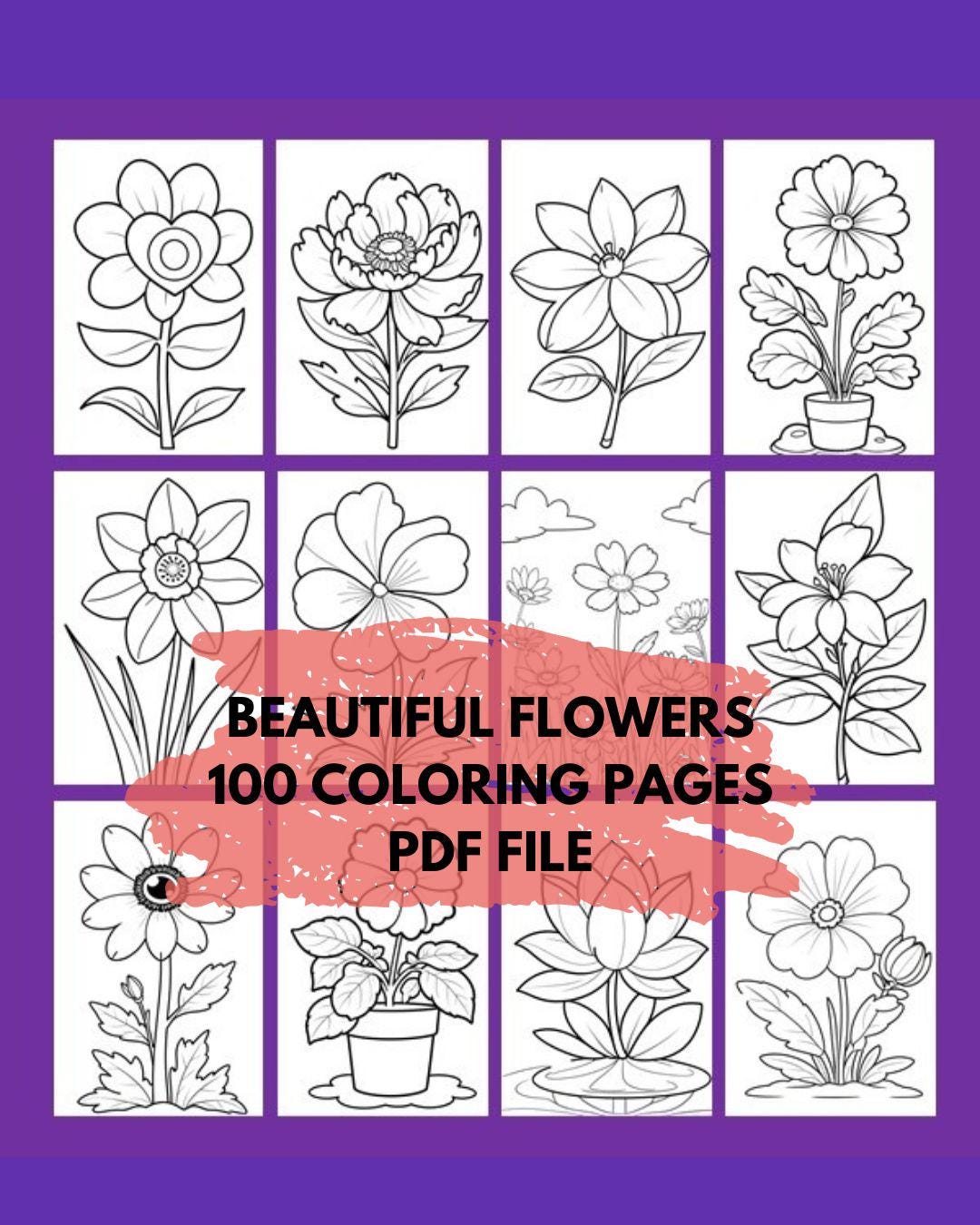 100 Flower Coloring Pages - Beautiful and Creative Activity - Printable ...