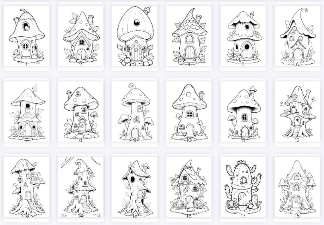 100 Whimsical Houses Coloring Pages | Fairy & Mushroom Houses (PDF ...