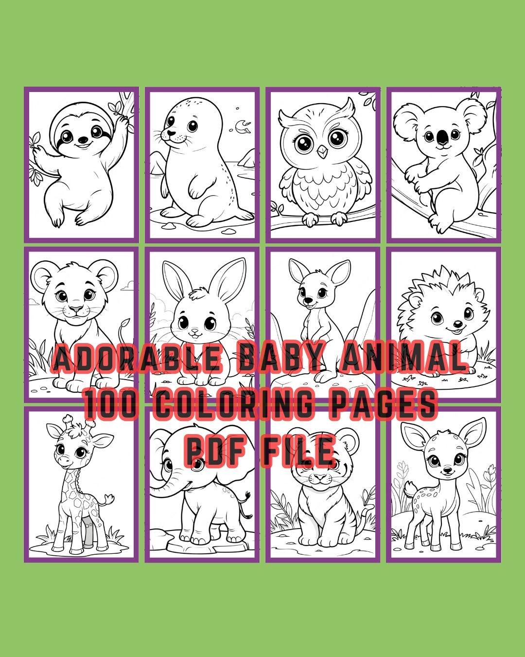 100 Baby Animal Coloring Pages: Fun Kids Activity (PDF Download) - Etsy