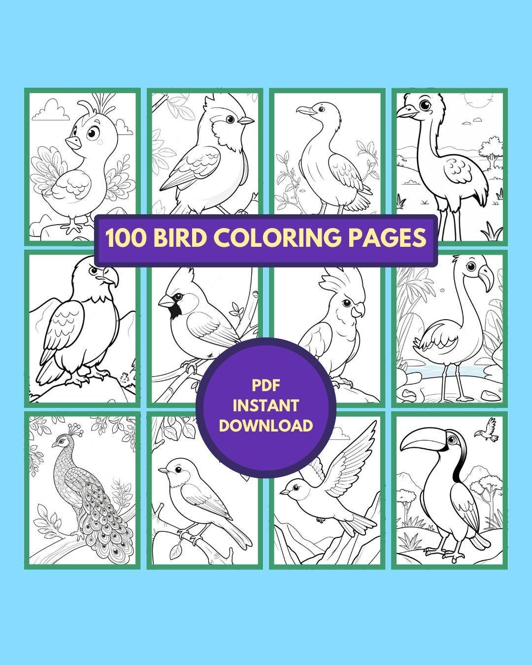 100 Bird Coloring Pages | Kids Bird Activity | Bird Coloring Book ...