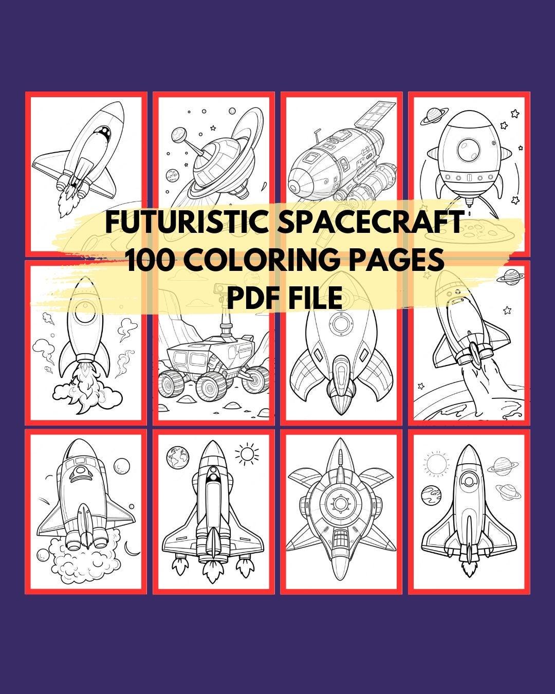 100 Futuristic Spacecraft Coloring Pages: Galactic Adventures (PDF ...
