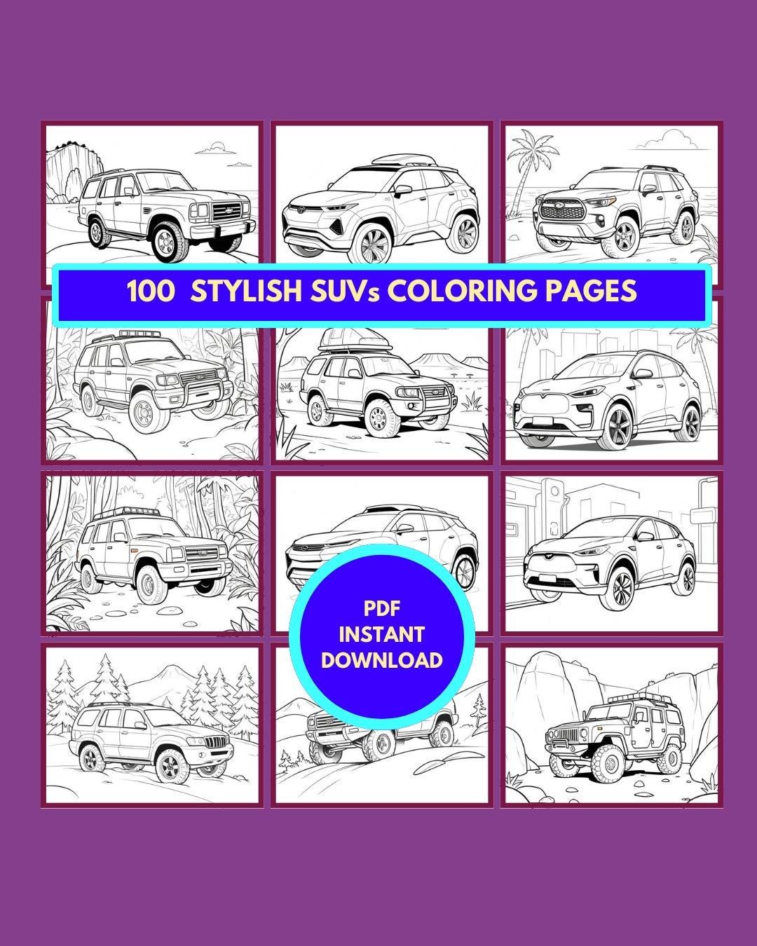 Luxury Suvs Coloring Book: 100 Coloring Pages - Stylish Suvs, Off-road ...