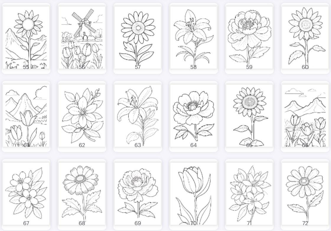 100 Flower Coloring Pages - Beautiful and Creative Activity - Printable ...