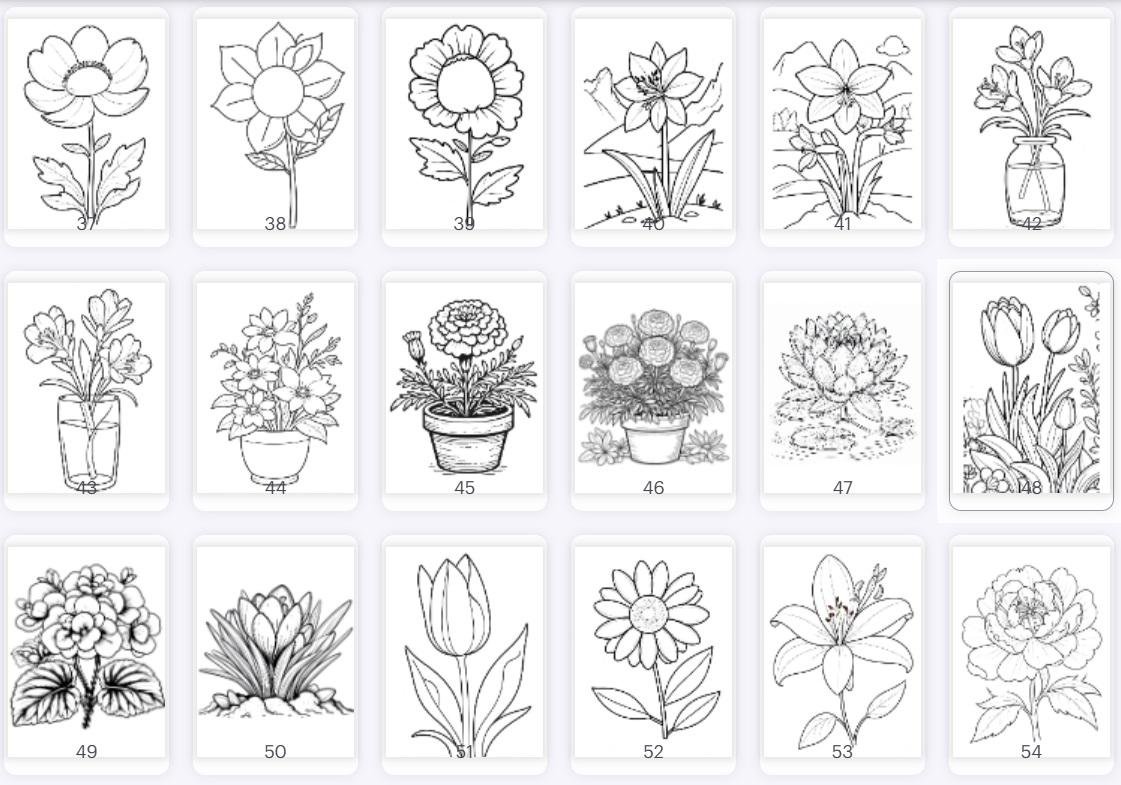 100 Flower Coloring Pages - Beautiful and Creative Activity - Printable ...