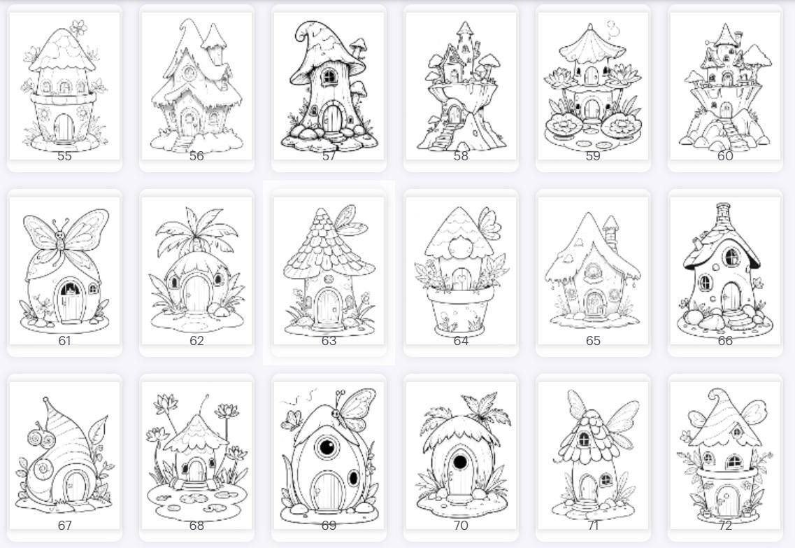 100 Whimsical Houses Coloring Pages | Fairy & Mushroom Houses (PDF ...