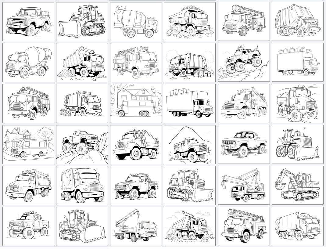 100 Truck Coloring Pages: Monster Trucks, Fire Trucks, More! (PDF) - Etsy