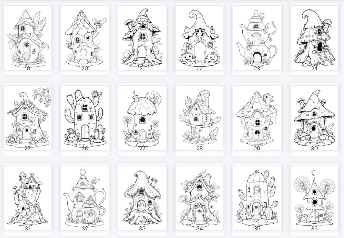 100 Whimsical Houses Coloring Pages | Fairy & Mushroom Houses (PDF ...