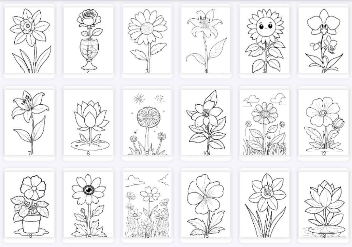 100 Flower Coloring Pages - Beautiful and Creative Activity - Printable ...